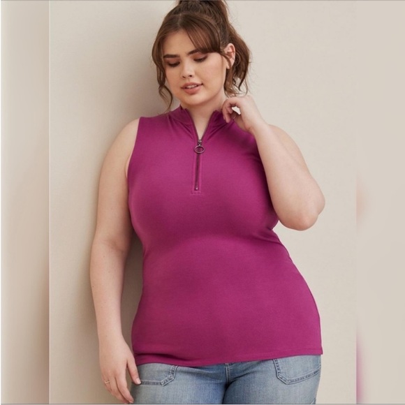 torrid | Tops | Nwt Torrid Foxy Mock Neck Zip Tank | Poshmark
